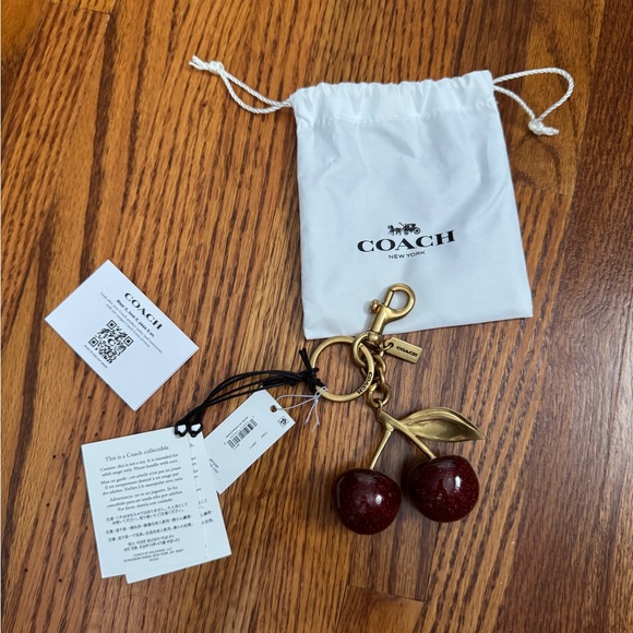 Coach | Accessories | Coach Red Cherry Keychain With Gold Details ...